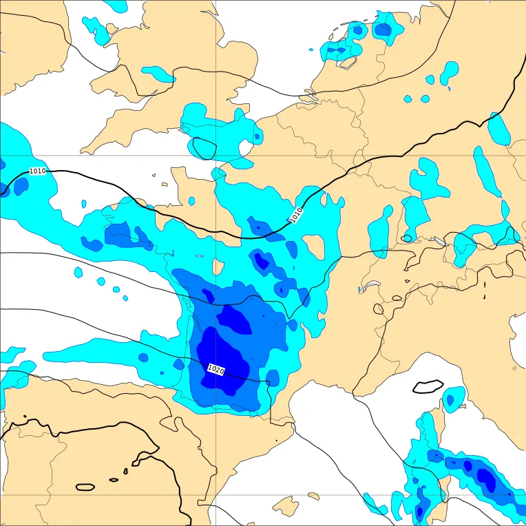 Carte radar pluie en direct France - Carte ECMWF