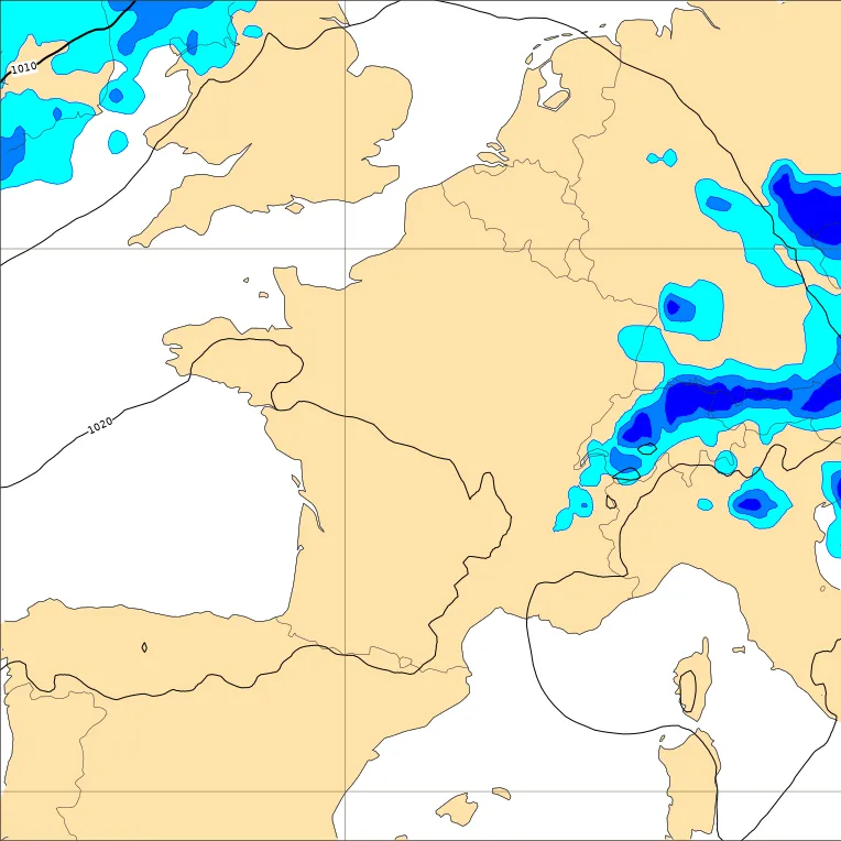 Carte radar pluie en direct France - Carte ECMWF